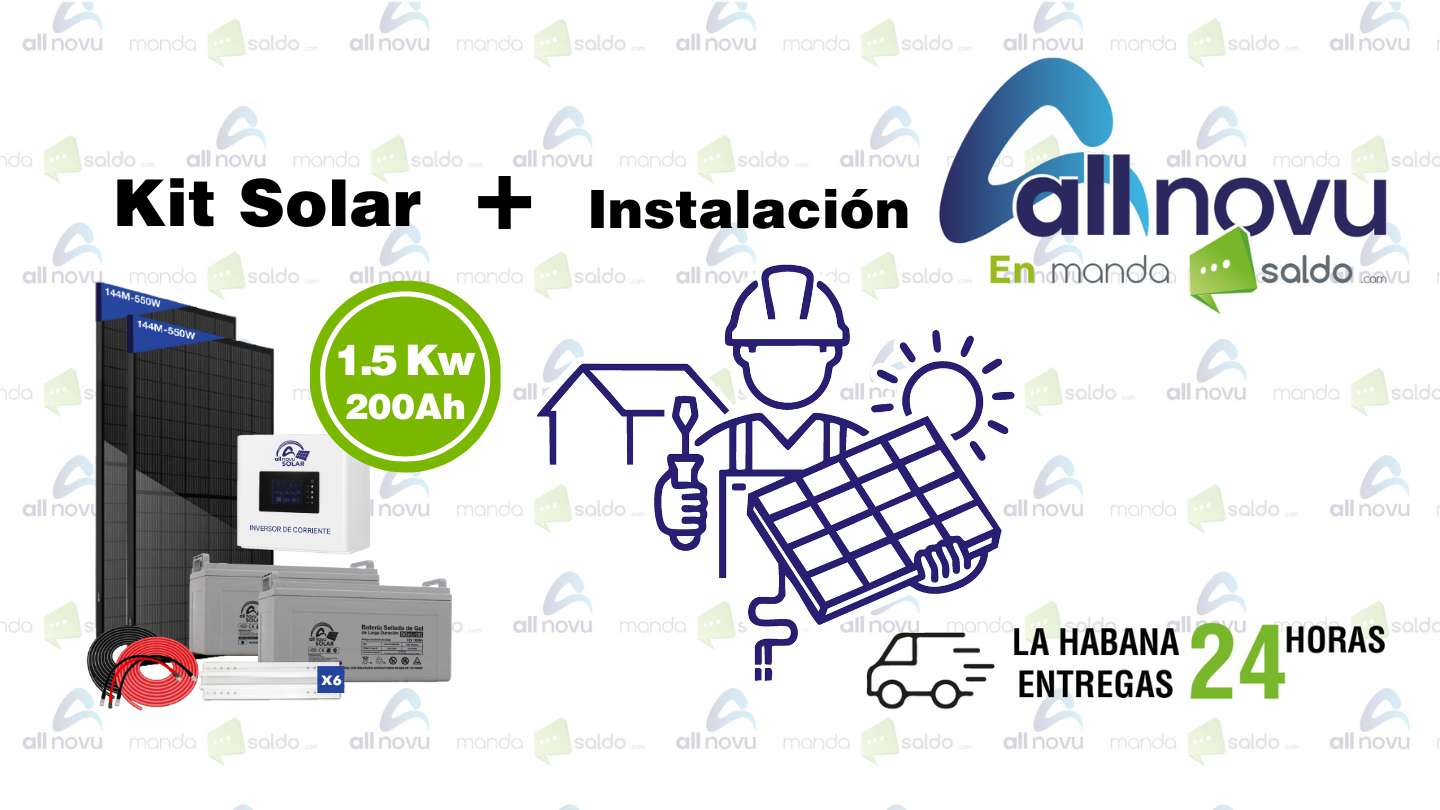 KIT SOLAR ALL NOVU DE 1.5KW 200Ah + SERVICIO DE INSTALACIÓN para La ...